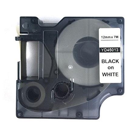 Compatible Dymo 45013 (S0720530) Label Tape (12mm x 7m) Black on White ...